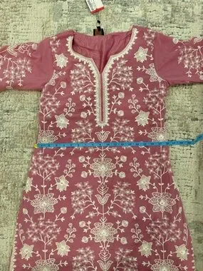 House Of Indya | Kurtas | Pink Embroidered Georgette Sharara Set | Poshmark